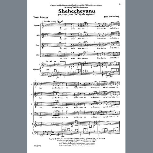 Shehecheyanu Sheet Music | Ben Steinberg | SATB Choir